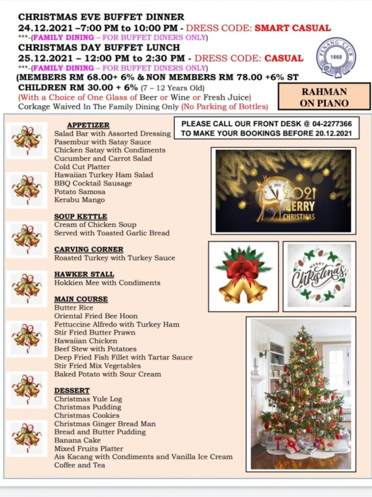 CHRISTMAS EVE BUFFET DINNER – Penang Club Website